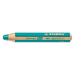 3 x STABILO WOODY 3 in 1 MULTI-TALENTED JUMBO PENCIL - Turquoise (880/470)