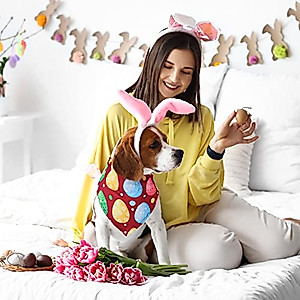 50 Pieces Easter Dog Bandanas Bulk Dog Kerchief Set Bibs Triangle Dog Scarf Dog Bandanas with Easter Egg Rabbit Carrot Patterns for Easter Party Pet Costume Accessories Decoration