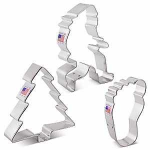 Bigfoot/Sasquatch Cookie Cutters 3-Pc. Set Made in the USA by Ann Clark, Bigfoot, Evergreen Tree, Footprint