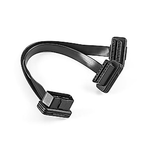 Low Profile OBD 2 Connector 26AWG Thick and Safe Male to Dual Female Flexible Splitter Y Cable 16pins 1ft/30cm for Code Reader & GPS & All OBDii Device