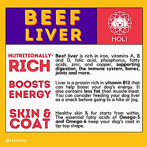 HOLI Beef Liver Dog Food Topper - Single Ingredient, Human-Grade - Freeze Dried Protein and Flavor Enhancer for Picky Dogs – Grain Free – 100% All Natural - 2oz