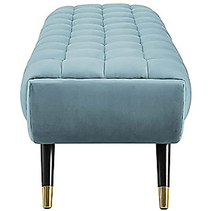 Modway EEI-3061-SEA Adept Mid-Century Modern Velvet Upholstered Tufted Accent Bench in Sea Blue