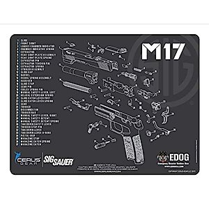 EDOG M17 Gun Cleaning Mat - Schematic (Exploded View) Diagram Compatible with Sig Sauer M 17 Series Pistol 3 mm Padded Pad Protect Your Firearm Magazines Bench Surfaces Gun Oil Solvent Resistant
