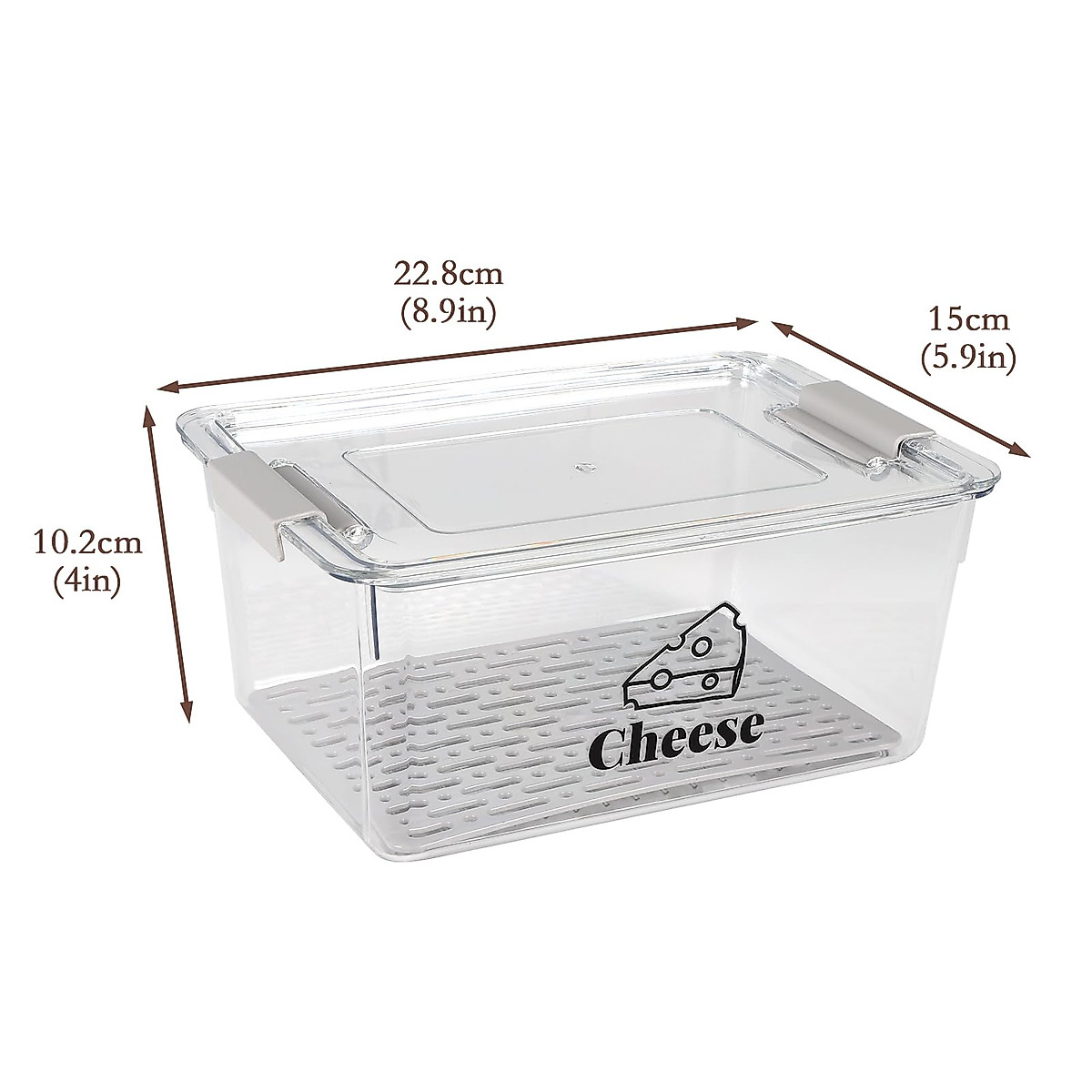 Yomjarl Cheese Container Airtight with Draining Basket Cream Cheese Sliced Cheese Box with Lid Cheese Saver for Fridge Cheese Keeper Cream Block Shredded Cheese Storage Box Saver Clear