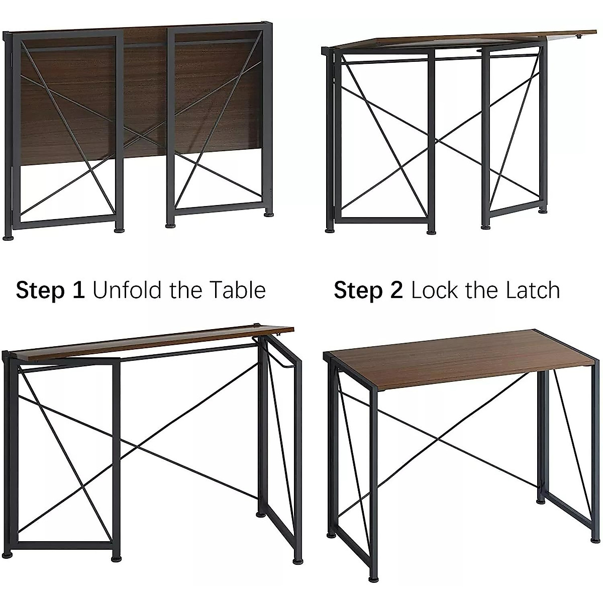 ENGERIO Folding Desk, Small Foldable Desk 35.4" for Small Spaces, Space Saving Computer Table Writing Computer Desk Workstation for Home Office, Easy Assembly