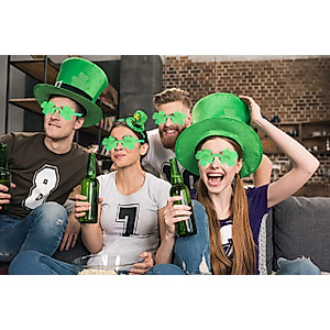 eyigylyo St. Patrick's Day Top Hat Headband with Shamrock Green Sunglasses, Irish Green Shamrock Mini Hat Dress Up Hair Costume Accessories Leprechaun Hat for Women and Children