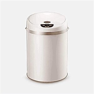 ZYJBM Smart Induction Trash Can Drum-Shaped Automatic Trash Can with Lid Stainless Steel Household Trash Can for Living Room Kitchen Bathroom Trash Can (Color : E, Size : 12L)