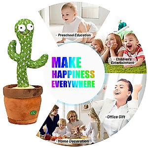 Dancing Cactus Toys for Baby Boys and Girls, Talking Plush Dancing Cactus Toy Electronic Plush Toy Singing, Record Repeating What You Say with 120 English Songs and LED Lighting for Home Decor Toys