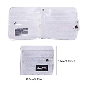Clear Wallet Glitter Jelly Wallets Transparent Bifold Photocards Holder Lanyard Coin Pouch,Silver