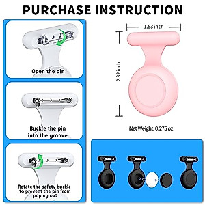 WOOPIT Airtag Holder for Kids Hidden,AirTag Waterproof Holder,6 Pack Air Tag. Holder Kids,Kids Airtag Tracker Case with Pin is,Suitable for Children Elderly, Backpack,Luggage (Black+White+Pink)