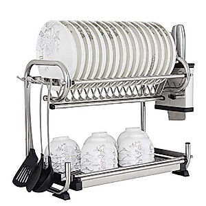 SDGH Dish Rack Stainless Steel Dish Rack Dish Rack Drain Rack Kitchen Storage Rack Tableware Rack Kitchen Rack Wall (Size : 47CM)
