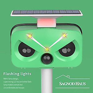 Animal Repellent Outdoor,Ultrasonic Pest Repeller with Motion, Light Sensor and Sound for Cat/Birds/Deer/Skunk/Rat/Squirrel. Deterrent Devices for Yard,Garden,Farm,Patio