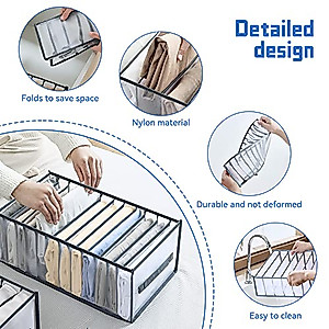 XJJX Closet Organizers and Storage, Draw Clothes Organizer, Shirt Organizer Jean Organizer for Closet, Wardrobe Closet Organizer for T-Shirts,Sweater, Legging, Stocking, Underwear, Skirts, Jeans, Pants (Extra Large 6PCS)