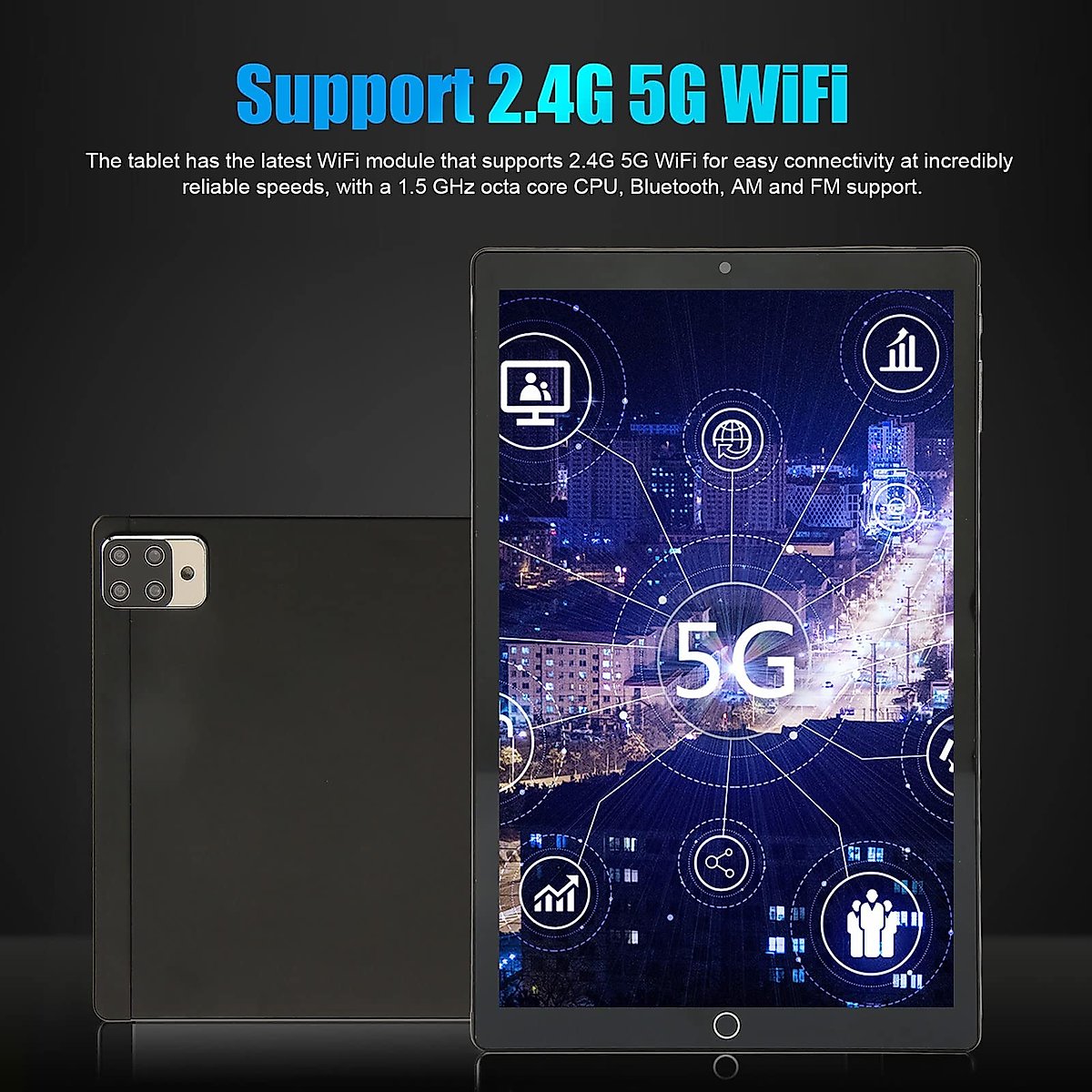 CUIFATI 10.1 in Tablet IPS 1080P, 6G RAM 128G ROM 11.0 Tablet, Learning Tablet with MT6753 Octa Core CPU, 2.4G 5G WiFi Calling Tablet, Dual Speakers/Dual Camera/Dual SIM