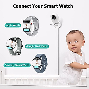 Simyke Smart Video Baby Monitor WiFi Smart Phone 1080P Camera,AI Detection,Cry Monitor and Lullabies,HD Night Vision,Two-Way Audio,Cloud & SD Card Storage,Connect Smart Watch App Control