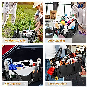 Large Cleaning Caddy with Handle, Wearable Cleaning Supplies Organizer with Detachable Divider Cleaning Tote Bag with Shoulder and Waist Strap for Cleaners & Housekeepers