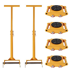 Hanmorfarbi 4pcs Machinery Mover, 6T Machinery Skate Dolly, 13200lbs Machinery Moving Skate, Heavy Duty Carbon Steel Machinery Moving Skate & 4 Carbon Steel Wheels, 360° Rotation Non-Slip Cap
