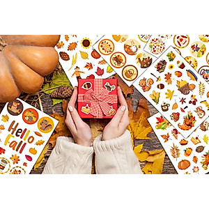 MISS FANTASY Fall Stickers Hello Fall Stickers for Kids Autumn Bulk Thanksgiving Pumpkin Stickers Maple Leaves Stickers for Cards/Envelopes/Gift Autumn Stickers for Fall Thanksgiving Party Supplies