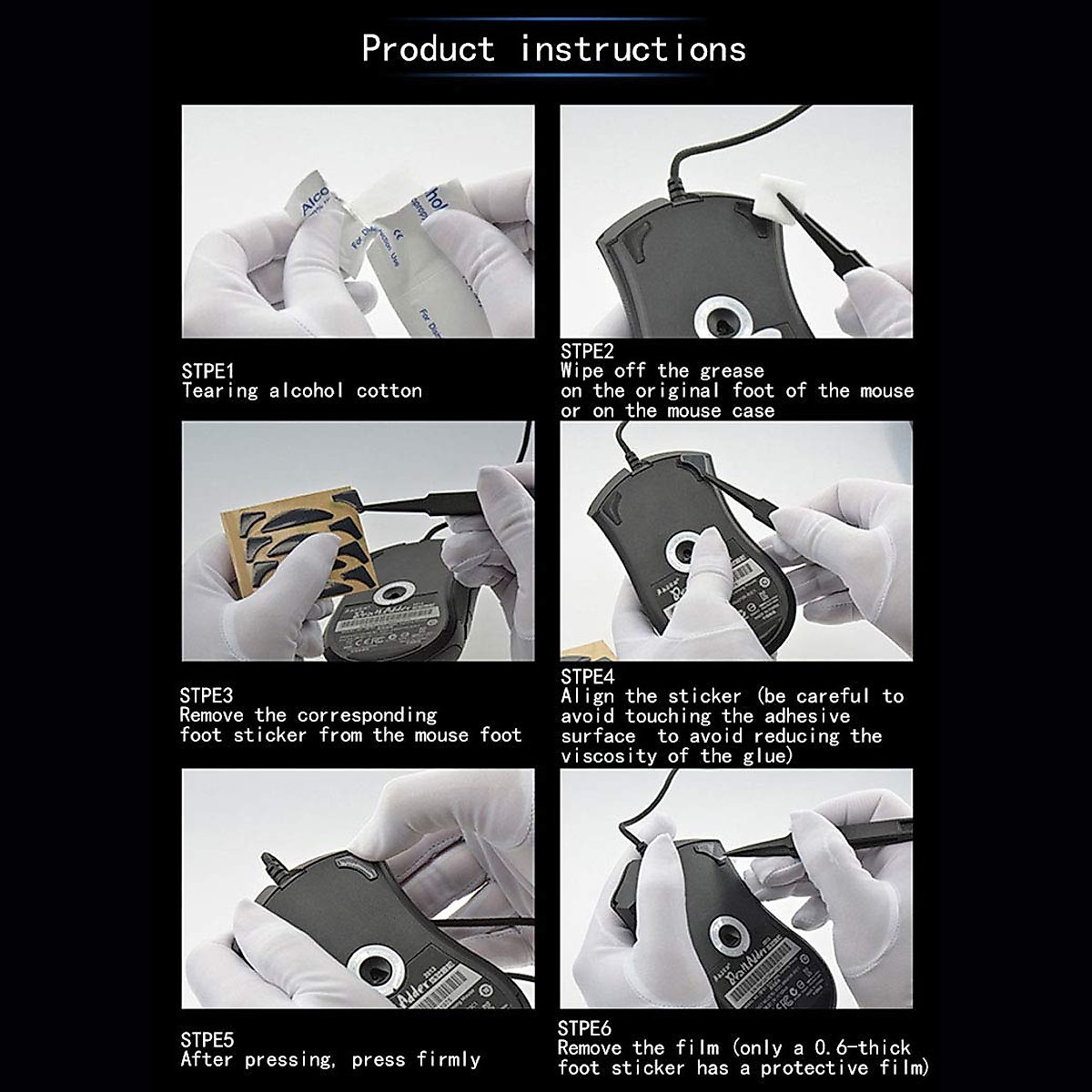 HUYUN New Mouse Skates & Mouse Feet & Mice Feet & mouseskates for Razer Deathadder Elite （Comes with 2 Sets）