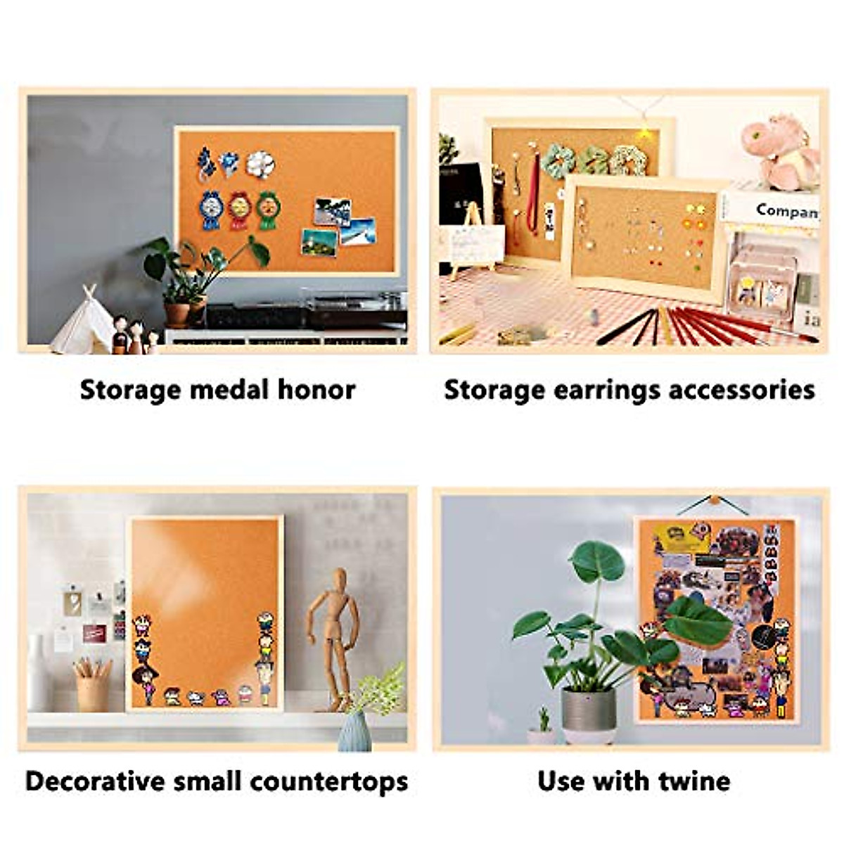 Cork Board Photo Wall, Home Wall-Mounted Message Board, Bulletin Board for Office or Classroom, Pushpin Board, memo Board