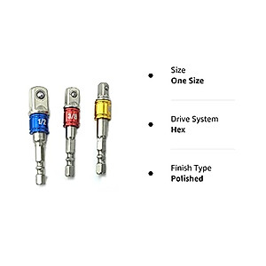 PANOVO (3Pcs) Power Hand Tools Sockets Adapter sets, Hex Square Nuts Driver Drill Impact Socket Extension Bit Adapter Socket Wrench Adapter Set 1/4" 3/8" 1/2" drive.