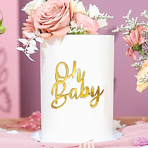 Oh Baby Cake Topper Mirror Gold Acrylic Cake Topper Oh Baby Sign Cake Toppers Oh Baby Baby Shower Decorations Cake Decorating Supplies Kit Boys Girls Birthday Cake Decorations Birthday Party Supplies