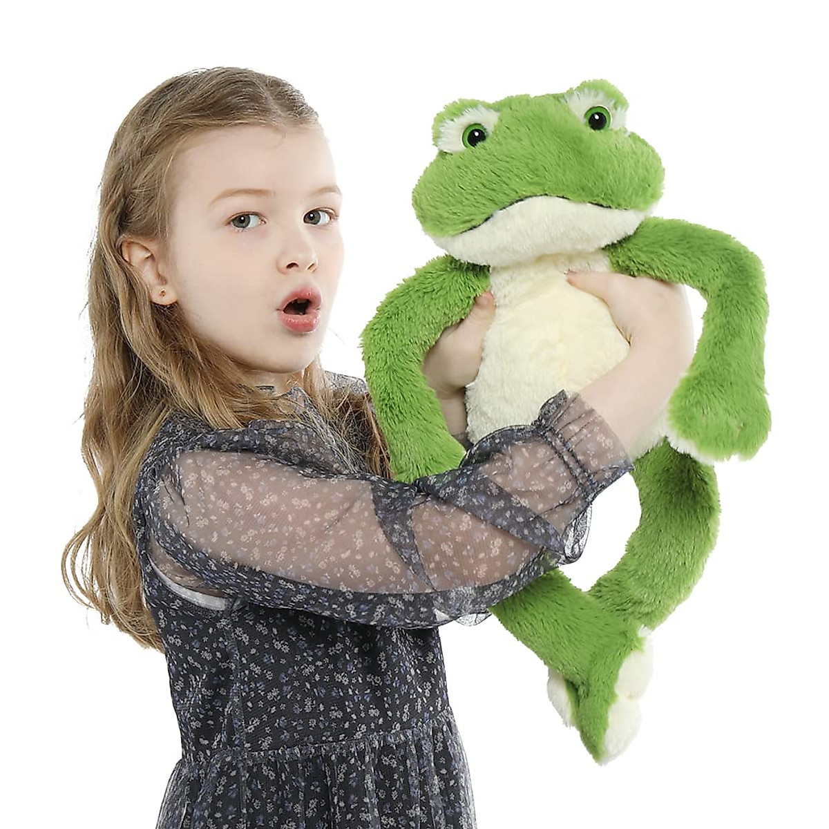 Muiteiur Plush Frog Stuffed Animal Cute Frog Soft Toy with White Belly Gift for Kids Girlfriend (Green,17.7 inch)