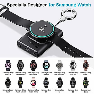Watch Charger for Samsung, Portable Watch Charger 1800mAh Compatible with Samsung Galaxy Watch 6/6 Classic/5/5 Pro/4/4 Classic/3/Active 2, for Samsung Gear S3/Sport Watch Charger with Keychain