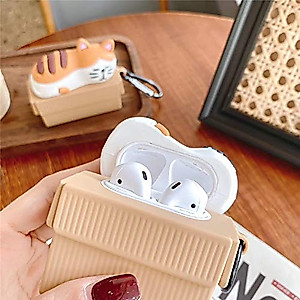 UR Sunshine Super Cute Lying On Box Sleeping Yellow Cat Earphone Case for AirPods Pro, Kawaii Peaceful Kitty Soft Silicone Gel Earbud Cover Case Compatible with AirPods Pro +Hook