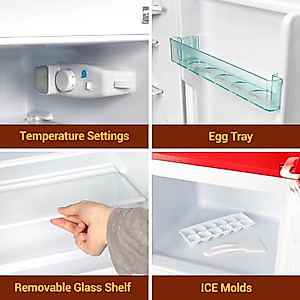 Tymyp FLS-80G-RED-ZQL01 Compact Refrigerator, Red