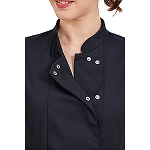 Women's Snap Buttons Chef Coat Short Sleeves Chef Jacket Hotel Restaurant Lightweight Chef Uniform - Black