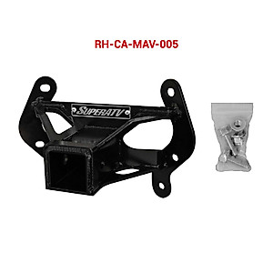 SuperATV Rear Receiver Hitch for Can-Am Maverick (See Fitment) | Easy Bolt-on Design | 4.5mm Heavy-Duty Carbon Steel | Tow up to 1650 lbs l Fits Standard 2" Attachments