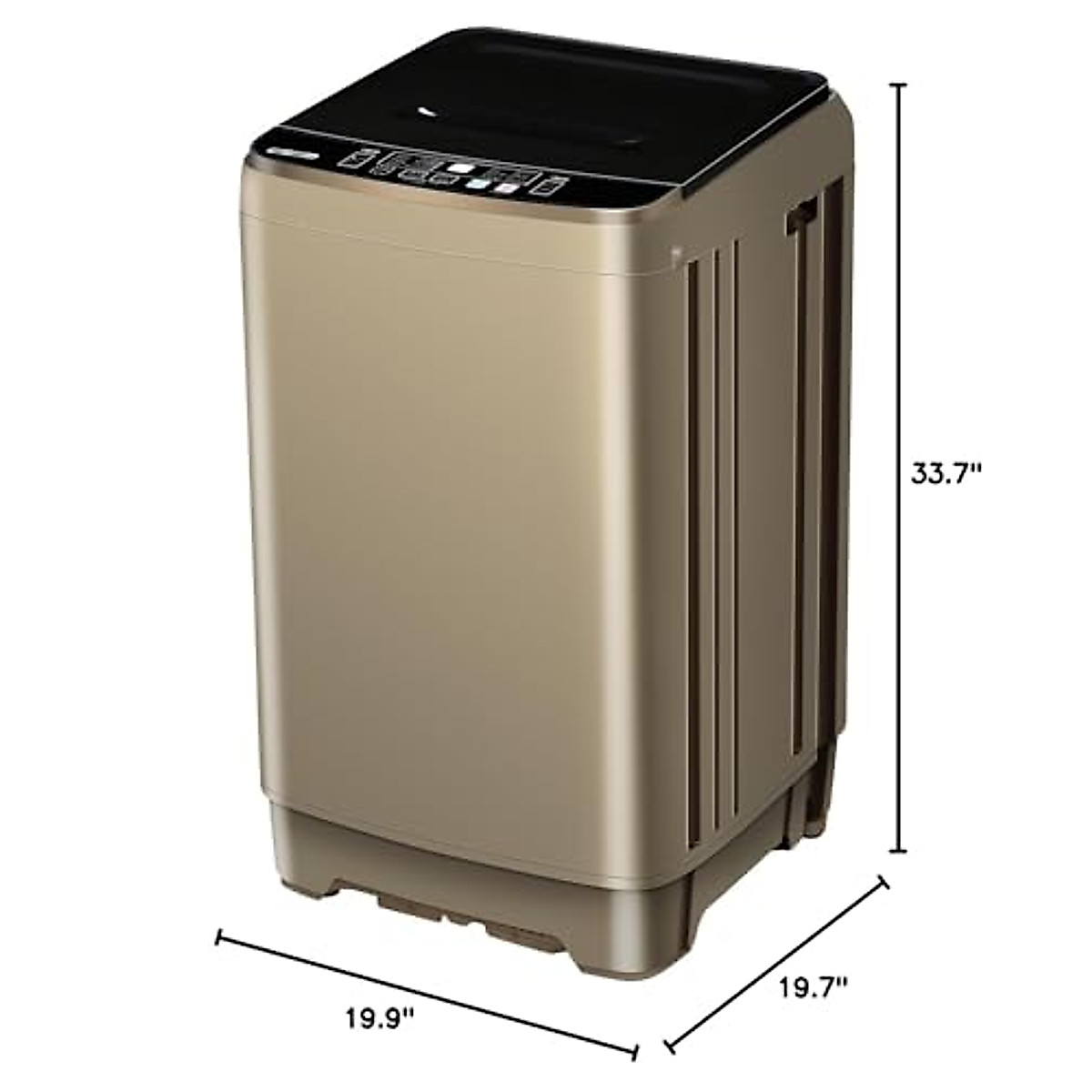 Full Automatic Washing Machine with LED Display, 10 Programs & 8 Water Levels Selections, 15.6Lbs for Home, RV, Camping, Apartment, Dorm - Gold