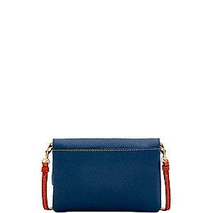 Dooney & Bourke Women's Foldover Zip Crossbody in Pebble Grain Leather, Small Sized Handbag with Adjustable Shoulder Strap, Midnight