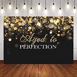 Avezano Aged to Birthday Perfection Backdrop Glitter Bokeh Photo Background 30th 40th 50th 60th 70th 80th 90th 100th Perfection Aged to Party Decoration Banner (7x5ft)