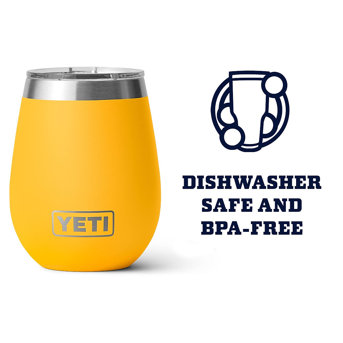 YETI Stainless Steel Rambler Wine Drinking_Cup, Vacuum Insulated, with MagSlider Lid, 10 Ounces, Alpine Yellow