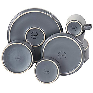 Elama Luxmatte Contemporary Dinnerware Set, 20 Piece, Dark Grey