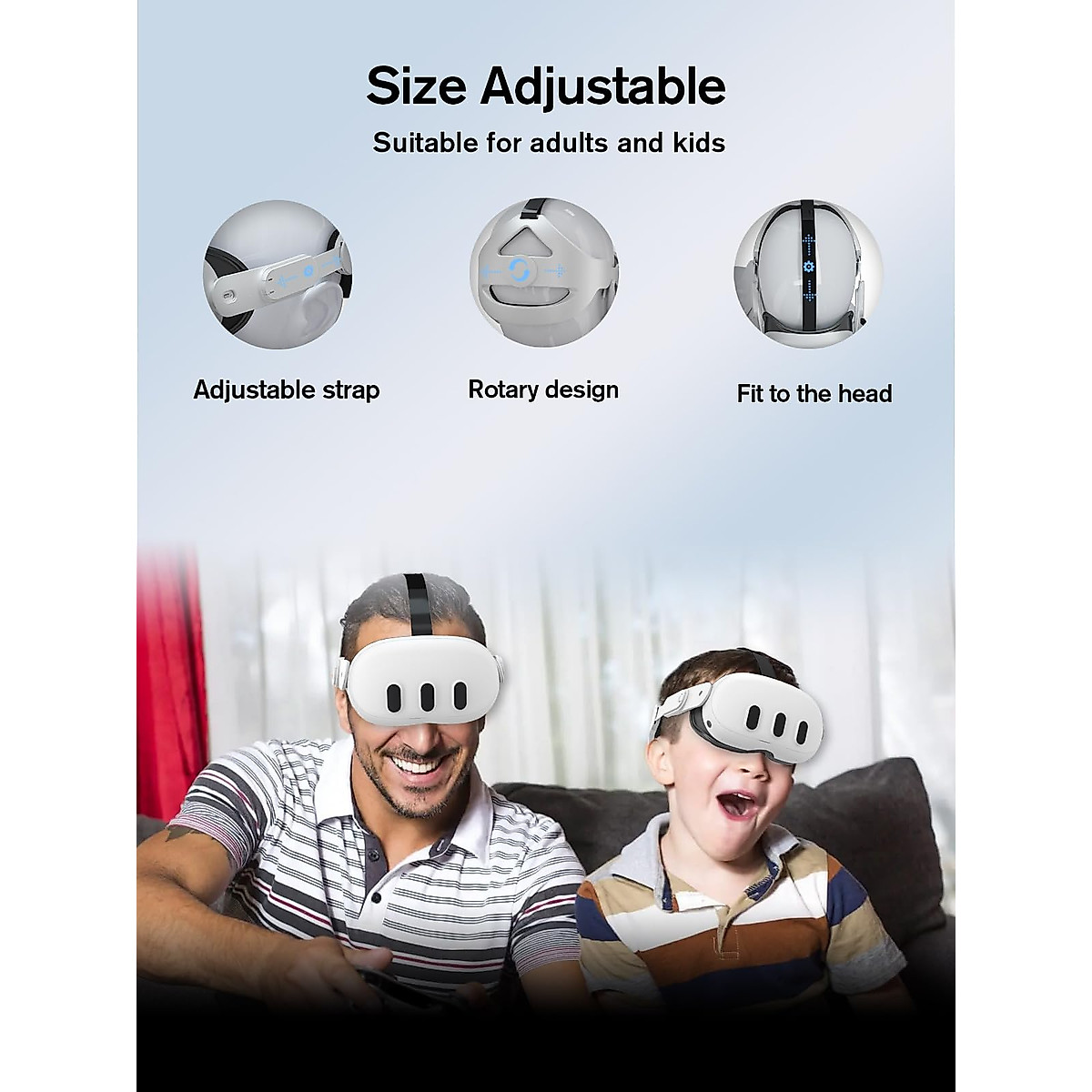 CNBEYOUNG Adjustable Head Strap Compatible with Quest 2 Quest 3, Replacement for Quest 2/3 Elite Strap Accessories for Enhanced Support and Comfort in VR