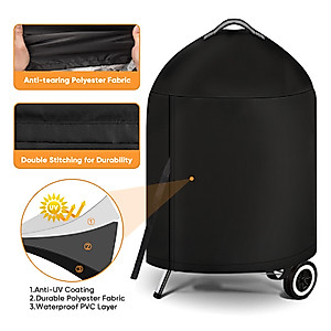 iCOVER Grill Cover for Weber 22 Inch Charcoal Kettle- Heavy Duty Waterproof BBQ Covers for Griddle Char-Broil 22 Inch Grills