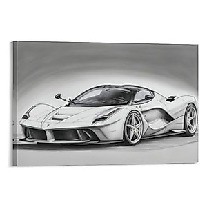 Car Poster Ferrari F40 Supercar Posters Racing Car Canvas Wall Art For Boy's Bedroom SuperCar Wall Decor Frame-style 18x12inch(45x30cm)