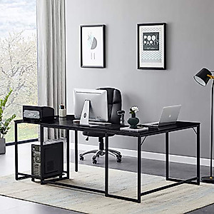Merax U-Shaped Computer, Industrial Corner Writing CPU Stand, Gaming Table Workstation Home Office Desk, 78.7" L x 47" W x 30.1" H, Black