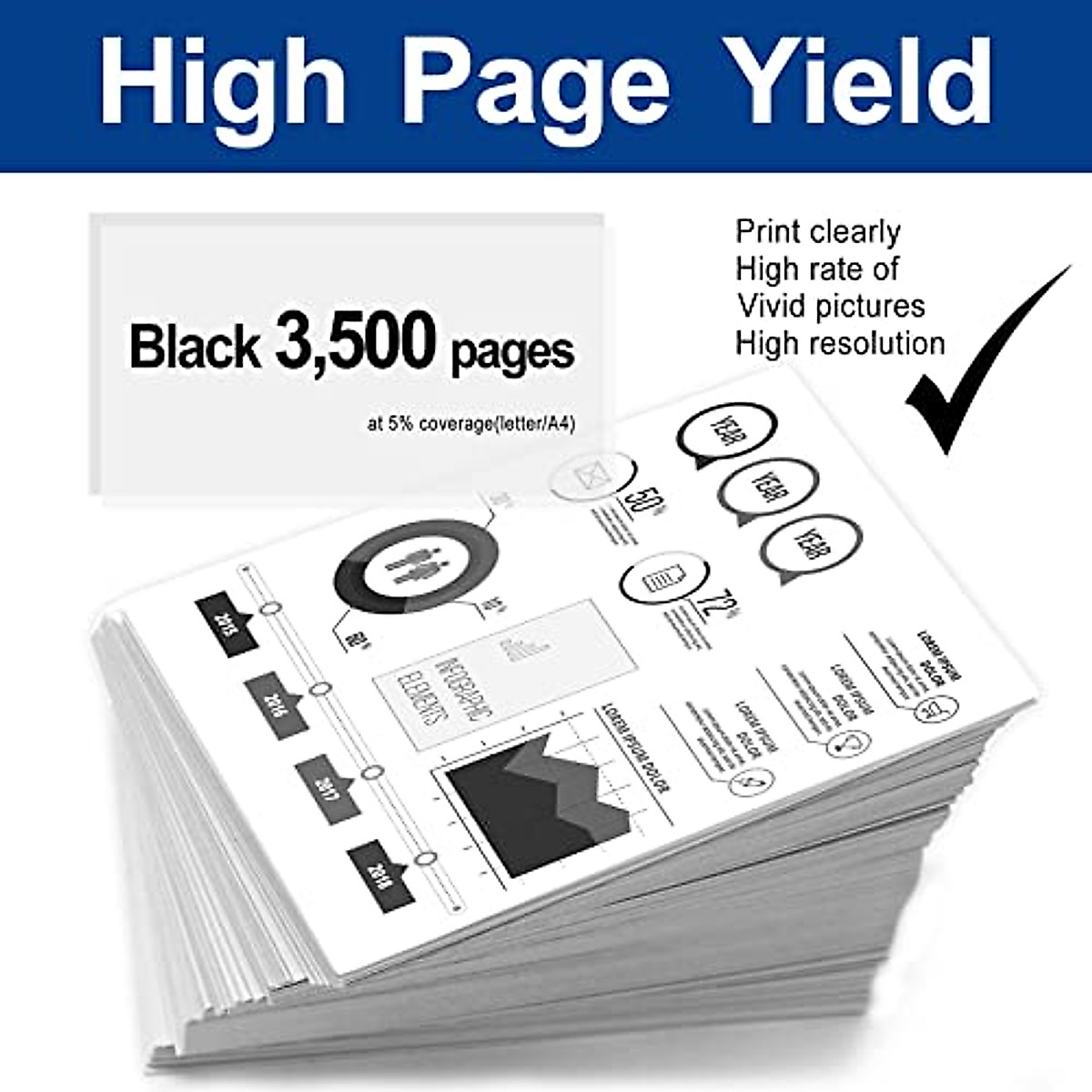 3 Pack High Yield TN760 Toner Cartridge Replacement for Brother TN-760 MFC-L2710DW DCP-L2550DW HL-L2350DW Printer Ink (TN7603PK Toner,3500 Pages/Cartridge)