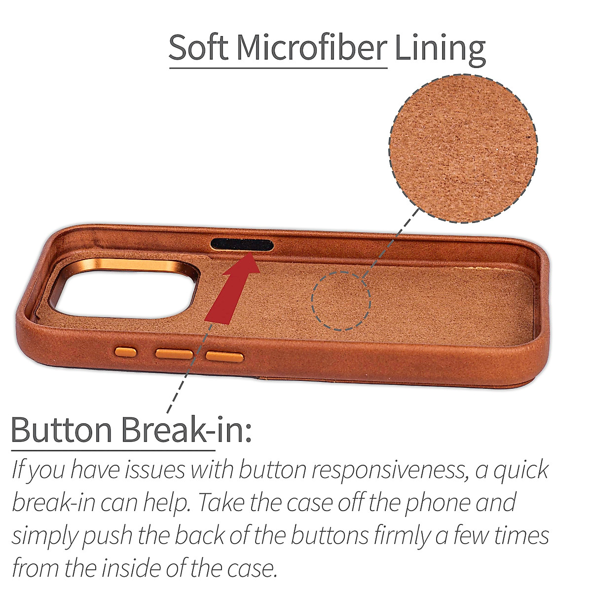 Dockem Genuine Leather Card Case for iPhone 15 Pro with Built-in Metal Plate for Magnetic Mounting, Stitched-on Wallet with 2 Credit Card Pockets (Light Brown, M2GL)