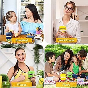 Koncifun 4 Pack Overnight Oats Containers with Lids and Spoons 16oz Glass Mason Overnight Oats Jars, Food Storage Jars Containers for Milk, Cereal, Fruit, Vegetable Salad