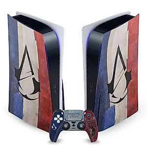 Head Case Designs Officially Licensed Assassin's Creed Flag Of France Unity Key Art Vinyl Faceplate Gaming Skin Decal Compatible With Sony PlayStation 5 PS5 Disc Edition Console & DualSense Controller