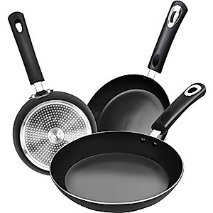 Utopia Kitchen Nonstick Frying Pan Set - 3 Piece Induction Bottom - 8 Inches, 9.5 Inches and 11 Inches (Grey-Black)