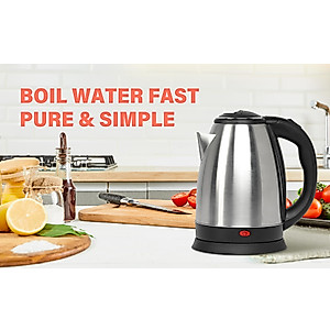 Stainless Steel Electric Tea Kettle, Electric Kettles for Boiling Water, 1.7L Electric Kettle, Cordless Water Boiler with 360 Degree Rotational Base, Automatic Shut Off, 1000W, Silver (Black)