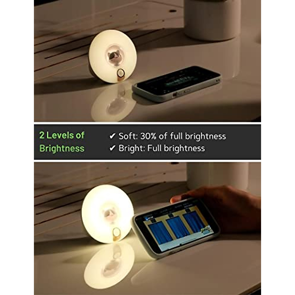 Searon Rechargeable Motion Sensor Night Light Kids, Under Cupboard Lights, Dimmable Cabinet Lights for Stairs Wardrobe Closet Bedroom Hallway Drawer Shed Toilet Garage