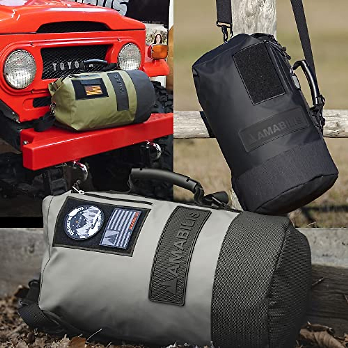 AMABILIS | Water-Resistant Carry-on Travel Duffel Bag | Multiple Pockets | Adjustable Strap | Perfect Gym Bag | 32L | Battleship Grey | Dave Jr Duffel Bag