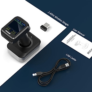 Symcode Pro 1D 2D QR Wireless Barcode Scanner with Display Screen Battery Level Indicator Time Display Works with Bluetooth with Charging Cradle Base for Warehouse Supermarket Library